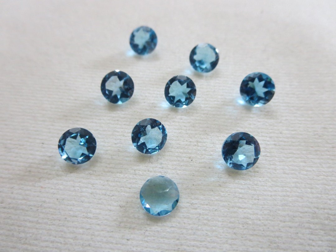 1pc Natural Swiss Blue Topaz Round 6mm Blue Topaz Round 6x6mm Faceted ...