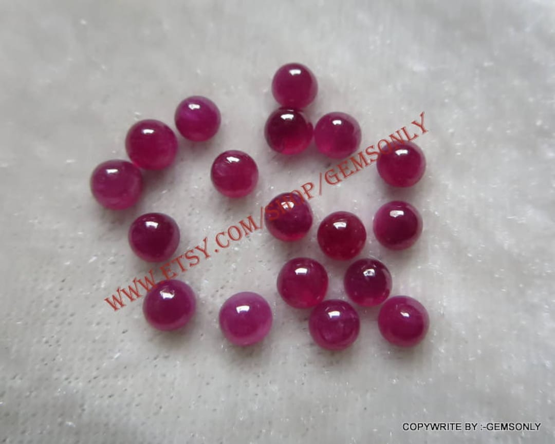 4mm Natural RUBY Round Cabochon 4mm 100% No Heat No Treatment Ruby 4mm ...