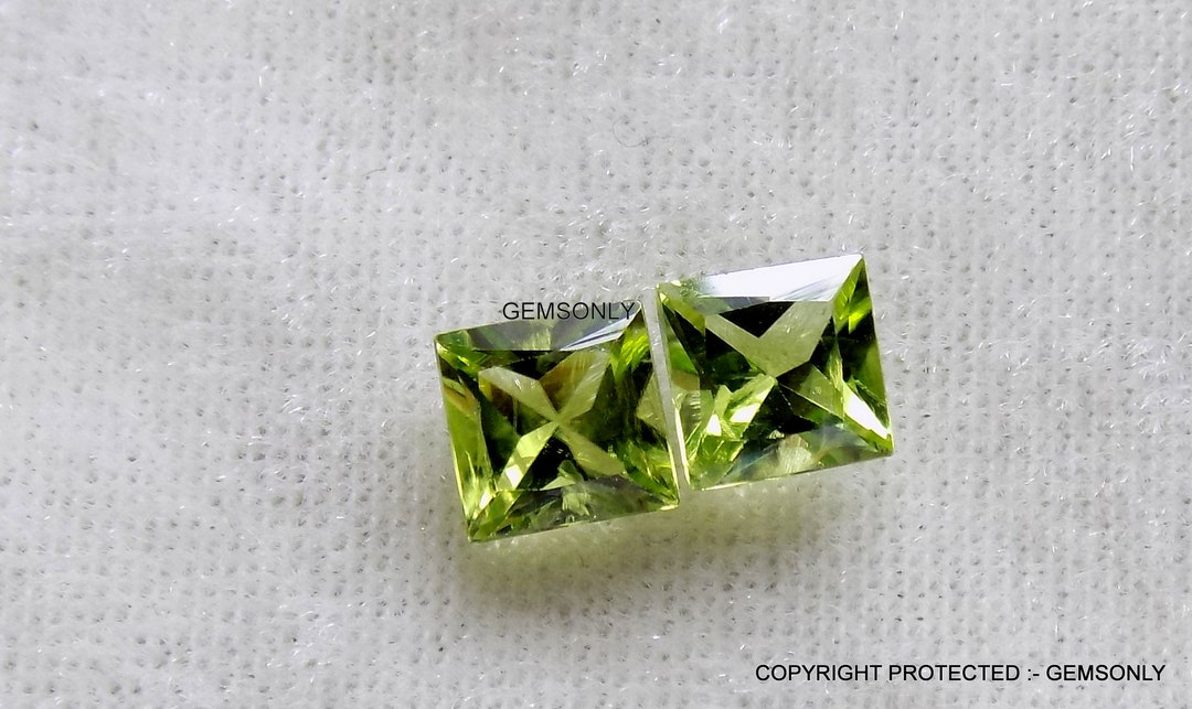 6mm NATURAL PERIDOT Princess Cut Square 6mm Peridot Square Princess Top ...
