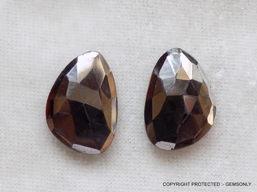 2pc 15.90cts NATURAL PYRITE Rose Cut Flat Cut Polkis Golden - Etsy