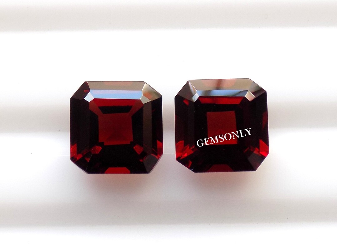 1pc 8mm Natural GARNET Asscher Cut Square Faceted 8mm Mozambiqe Red ...