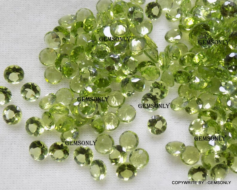 5mm NATURAL PERIDOT 5mm Round Faceted Cut Stone 5mm Peridot - Etsy