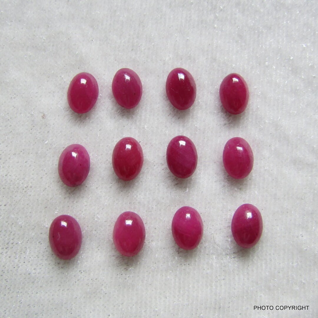 16pc 6x4mm RUBY Oval CABOCHON 6x4mm Oval Unheated 100% Ruby Natural ...