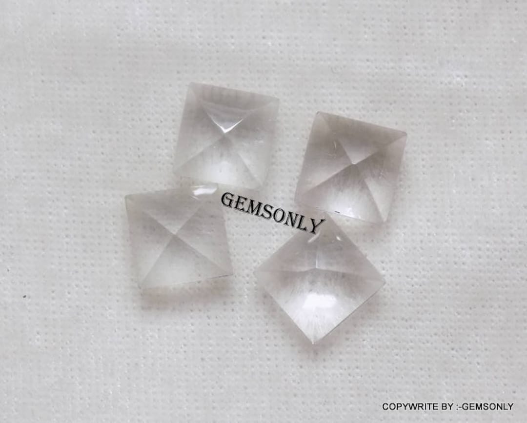 6mm NATURAL QUARTZ Pyramid Smooth Polish Square Shape Loop Clean 6mm ...