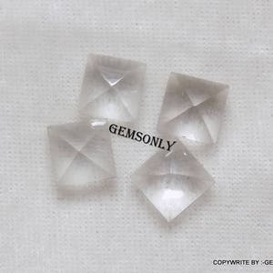 6mm NATURAL QUARTZ Pyramid Smooth Polish Square Shape Loop Clean 6mm ...