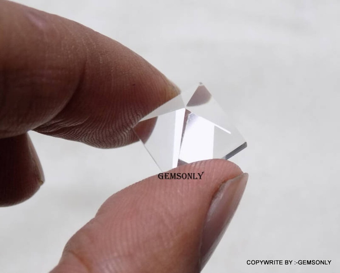 12.50mm NATURAL QUARTZ Pyramid Smooth Polish Square Shape Loop Clean ...