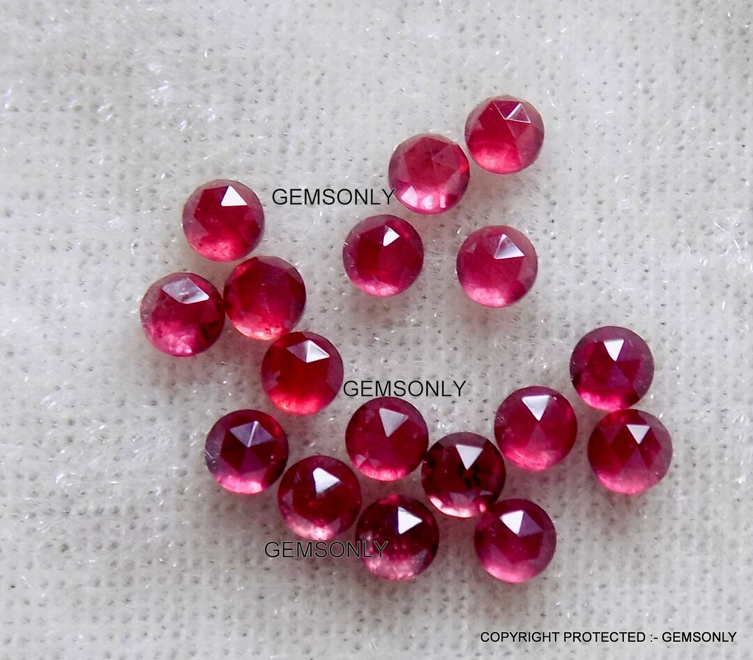 5pc 3MM NATURAL RUBY ROSECUT 3MM Round Ruby 3mm Round Rosecut Lead Fill ...