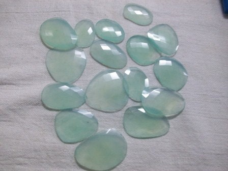 AQUA GREEN CHALCEDONY flat cut 50 cts or 100 cts bag of rose | Etsy