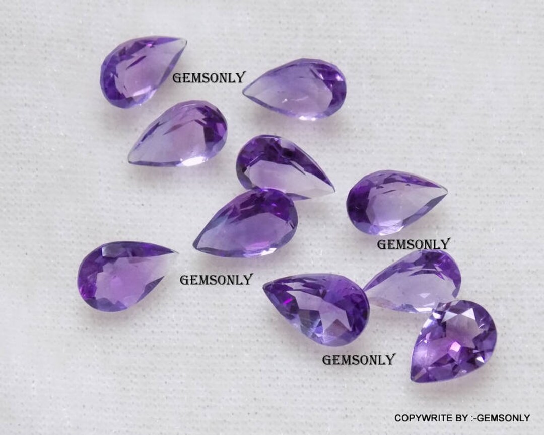 6x9mm Natural AMETHYST Pear Shape 6x9mm Purple Amethyst Brazilian ...