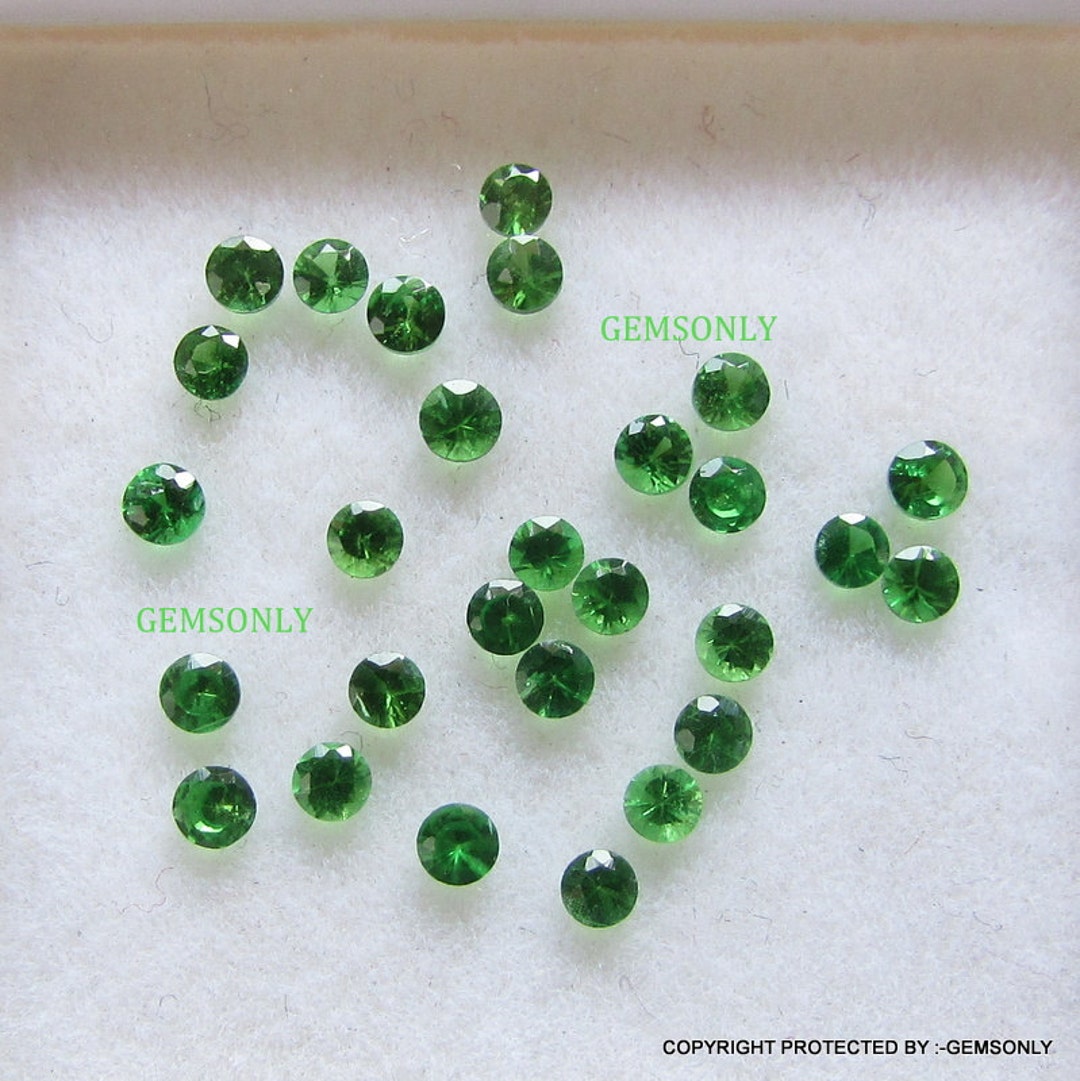 2mm Natural TSAVORITE GARNET Round Diamond Cut Green Tsavorite Round ...
