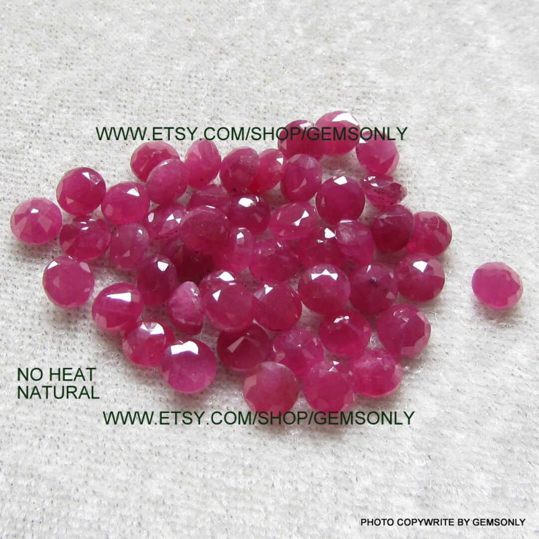 Natural RUBY Round 5mm RUBY NATURAL Heated 5mm Round Faceted Cut Always ...
