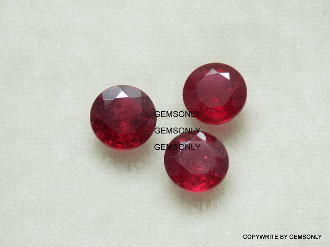 5pc Natural Ruby Round 8mm RUBY 8mm Round Lead Fill Treatment Always ...