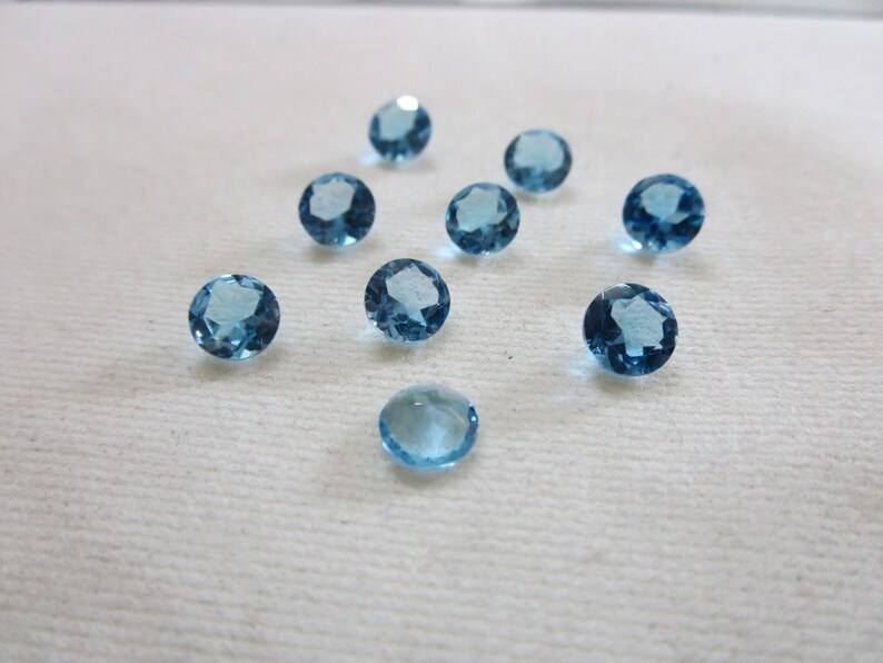 1pc Natural Swiss Blue Topaz Round 6mm Blue Topaz Round 6x6mm Faceted ...