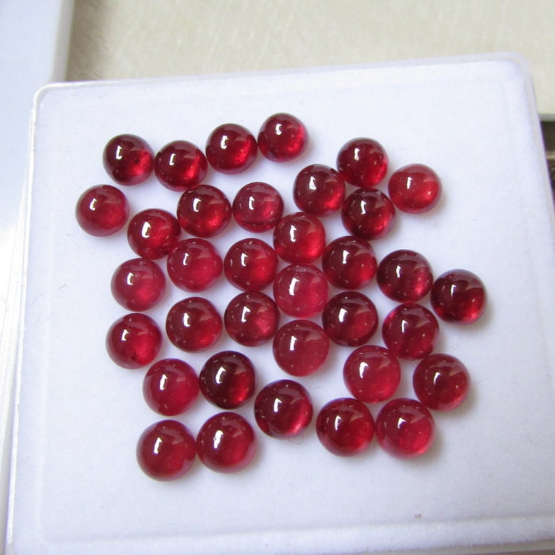 5pc 6MM NATURAL RUBY CABOCHON 6MM Cabochon Ruby Round 6mm Lead Fill ...
