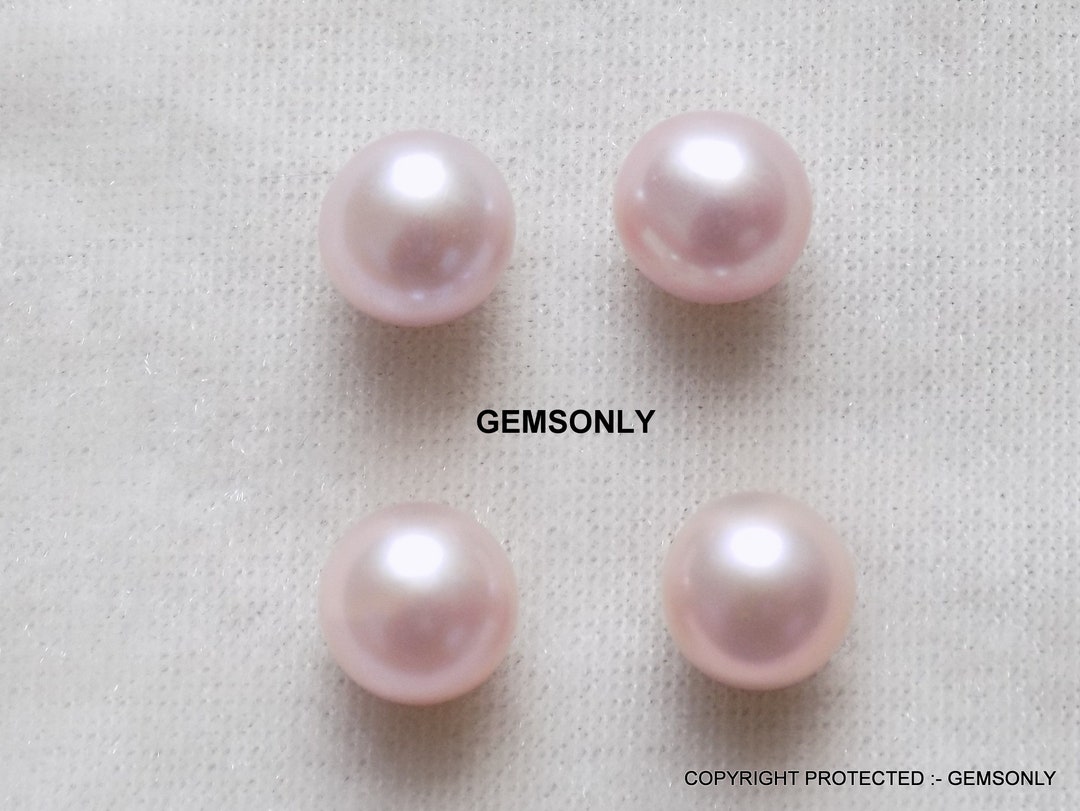2PC 8.50mm Fresh Water Natural PINK PEARL 8.50mm Ball ROSELINE Pearl ...