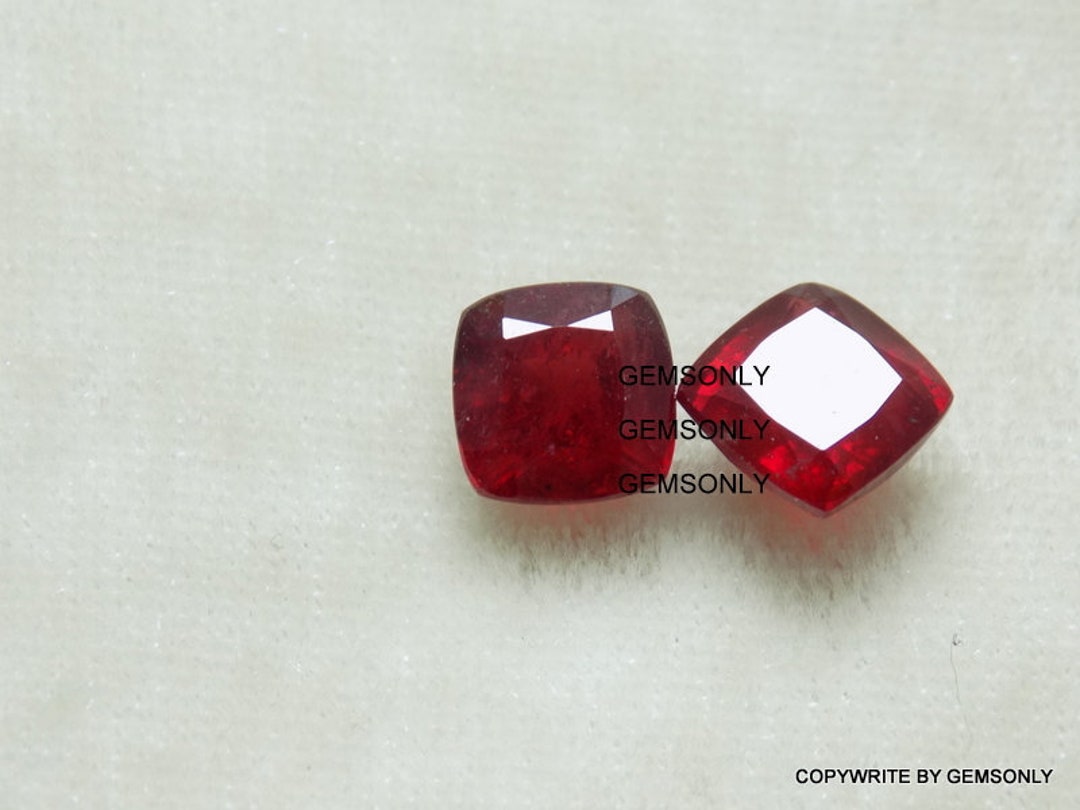7mm NATURAL RUBY CUSHION 7mm Red Ruby Cushion Faceted Square Cushion ...