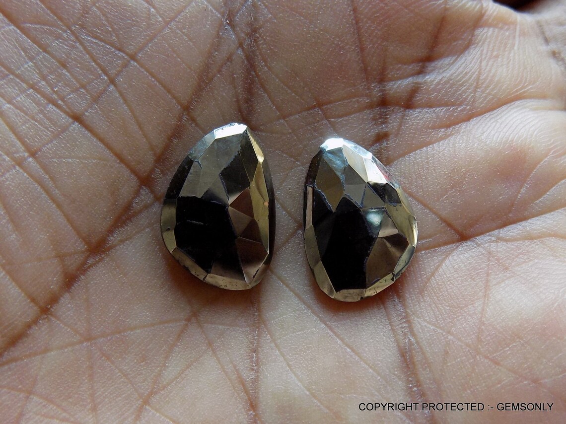 2pc 15.90Cts NATURAL PYRITE rose cut flat cut polkis golden | Etsy