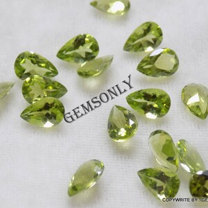 6X9MM NATURAL PERIDOT Pear Shape 6x9mm Faceted Cut 6x9mm Peridot Pear ...