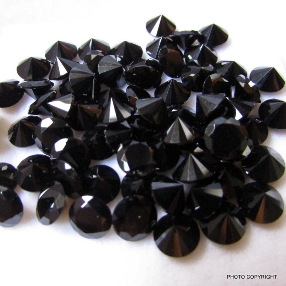 5mm NATURAL BLACK SPINEL Round 5mm Diamond Cut 5mm Black Spinal Round ...