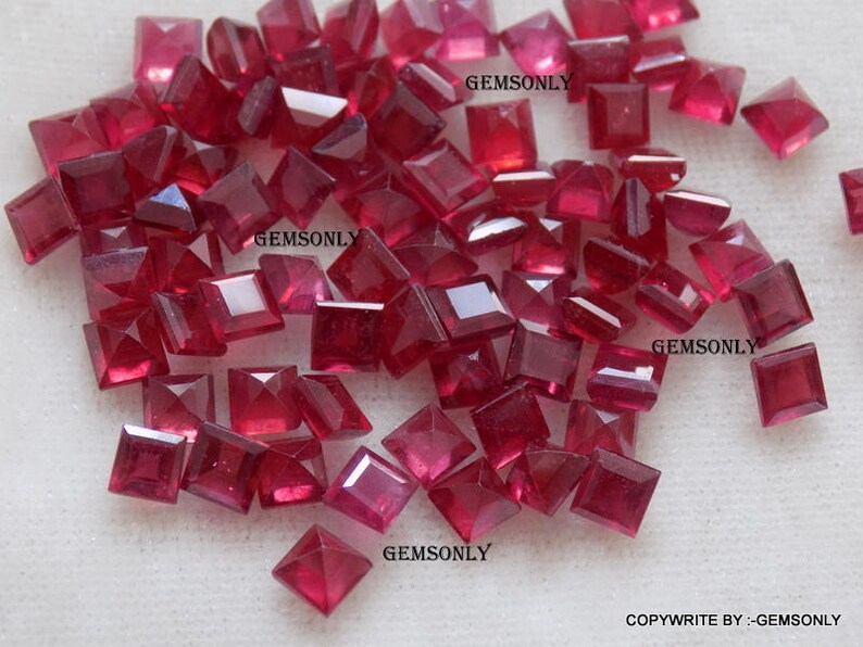 4mm NATURAL RUBY Square 4mm Lead Fill Gf 4mm Square Ruby Step - Etsy