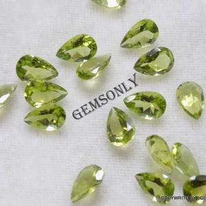 6X9MM NATURAL PERIDOT Pear Shape 6x9mm Faceted Cut 6x9mm Peridot Pear ...