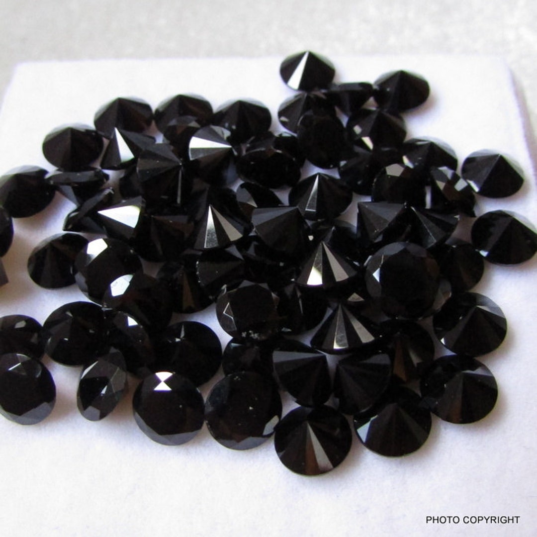 5mm NATURAL BLACK SPINEL Round 5mm Diamond Cut 5mm Black Spinal Round ...