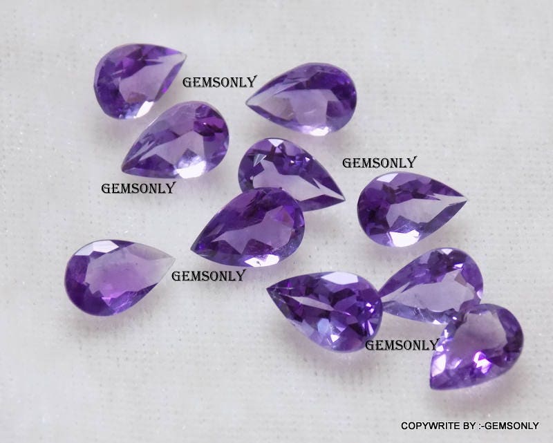 6x9mm Natural AMETHYST Pear Shape 6x9mm Purple Amethyst Brazilian ...