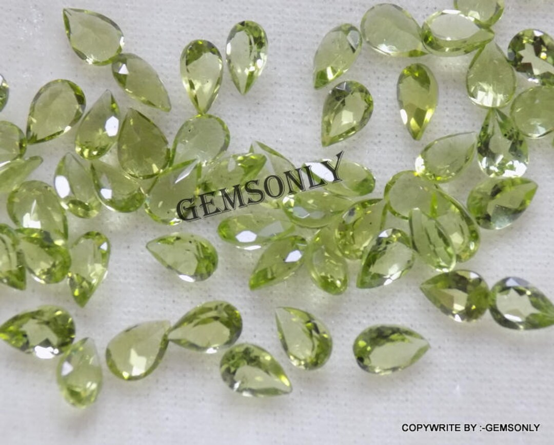 5X7MM NATURAL PERIDOT Pear Shape 5x7mm Faceted Cut 5x7mm Peridot Pear ...
