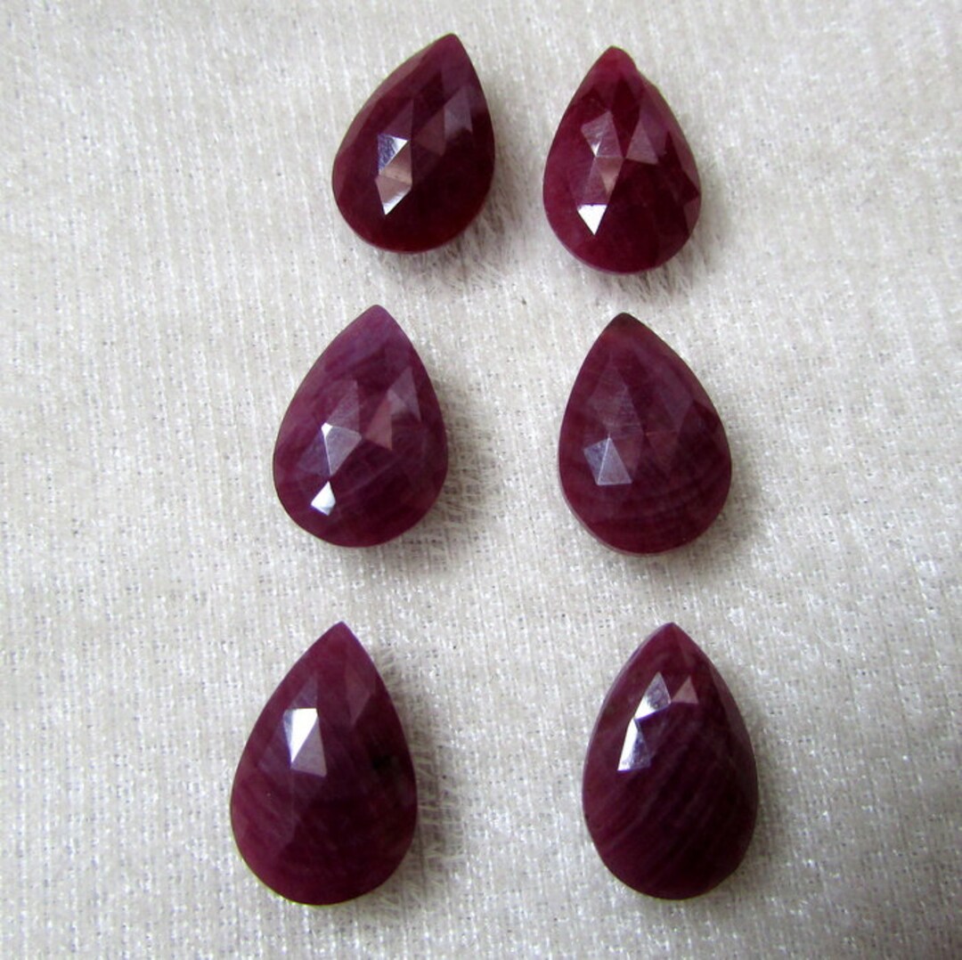 NATURAL 100% RUBY Pear Rose Cut on Top Bottom Flat - Etsy