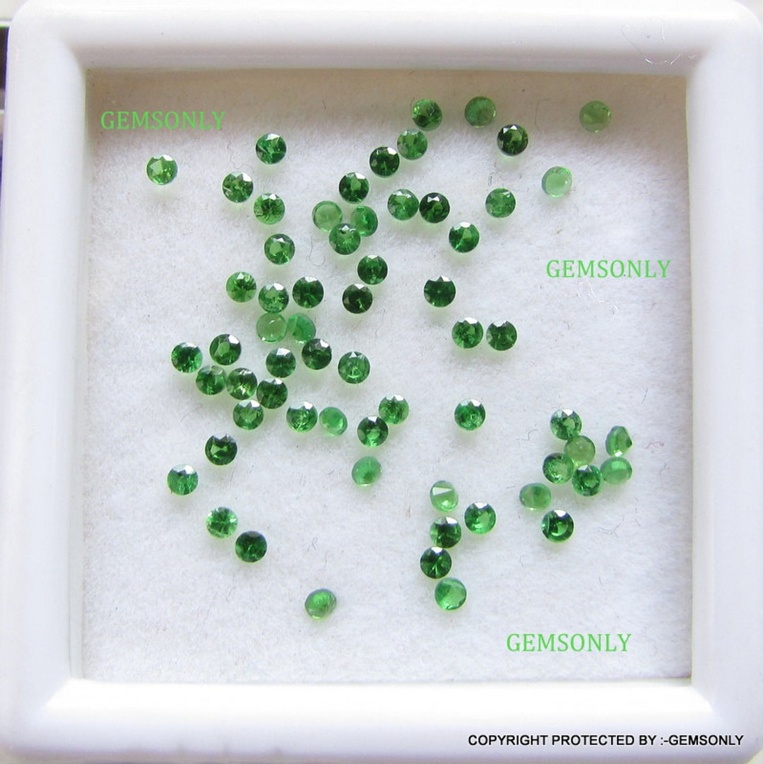 Natural 1.50mm TSAVORITE GARNET Round Diamond Cut Gemstone Tsavorite ...
