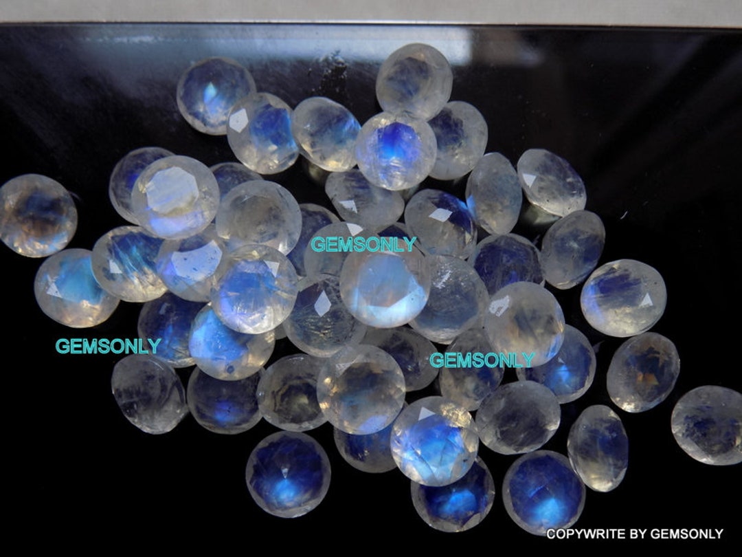10mm Natural Rainbow Moonstone Round Faceted 10mm Round Blue Rainbow ...