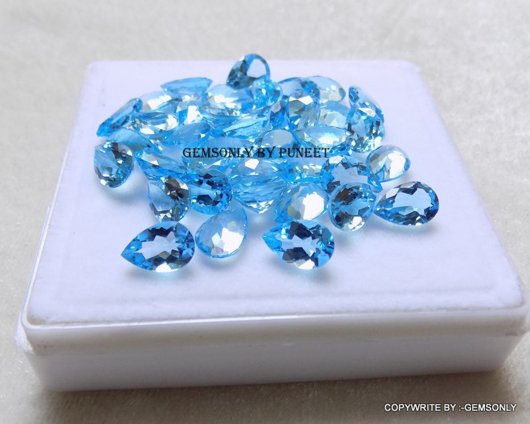 6x9mm Natural Swiss Blue Topaz Pear Shape 6x9mm Nice Looking Pear Shape ...