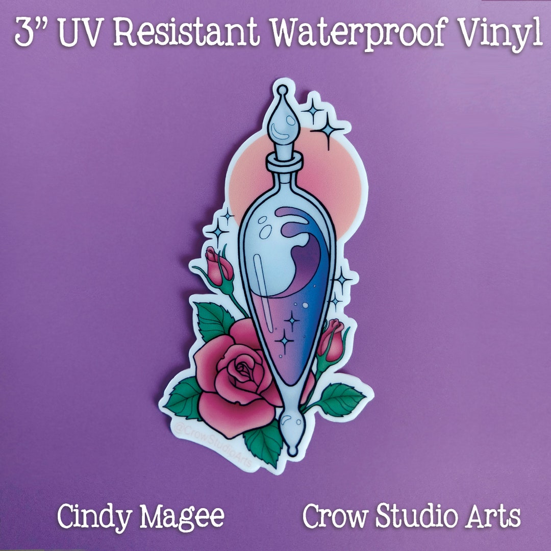 Pink Potion Bottle Teardrop Rose Sticker - Etsy