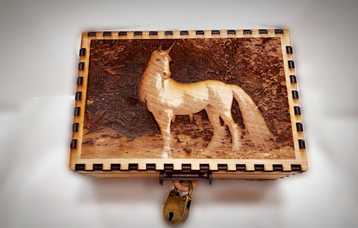 Laser Engraved Unicorn Box With Lock - Etsy