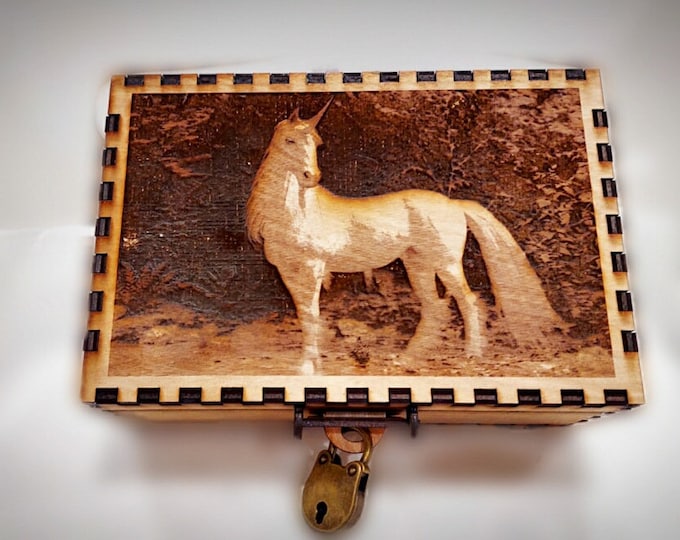 Laser Engraved Unicorn Box With Lock - Etsy