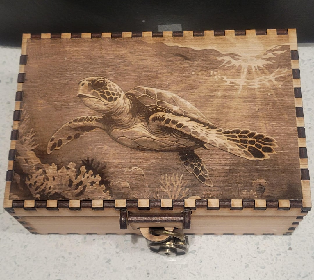 Sea Turtle Laser Engraved Keepsake Box With Lock - Etsy
