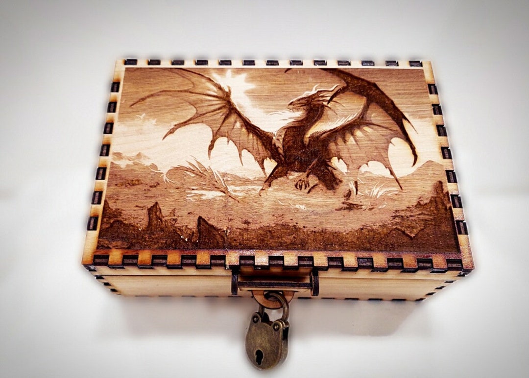 Dragon Laser Engraved Keepsake Box With Lock - Etsy