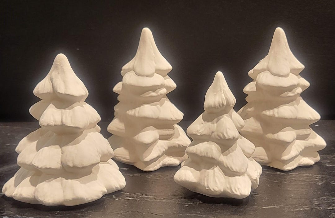 Set of 4 Ceramic Bisque Mini Trees - Etsy