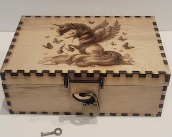 Laser Engraved Unicorn Box With Lock - Etsy