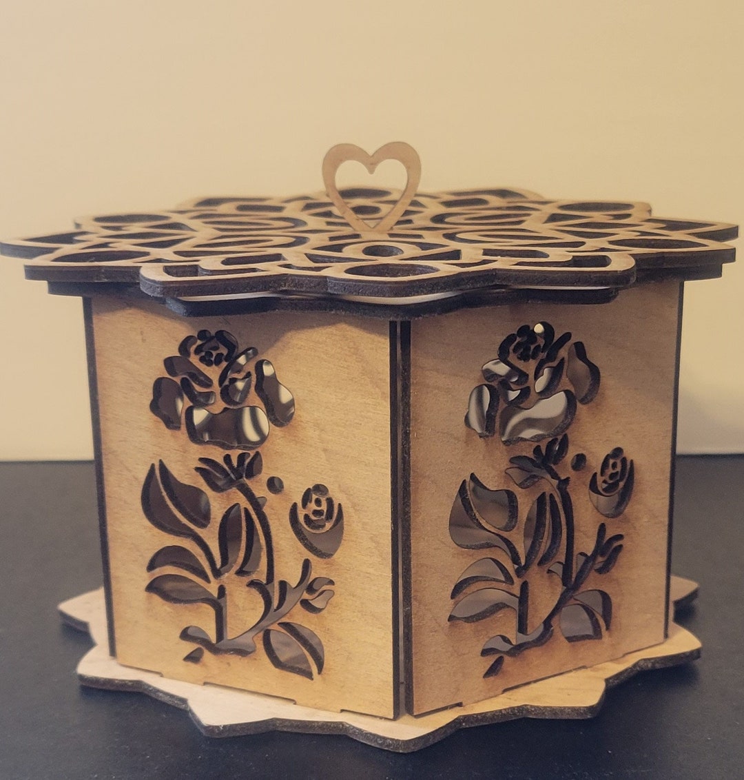 Hexagon Rose Laser Cut Box - Etsy