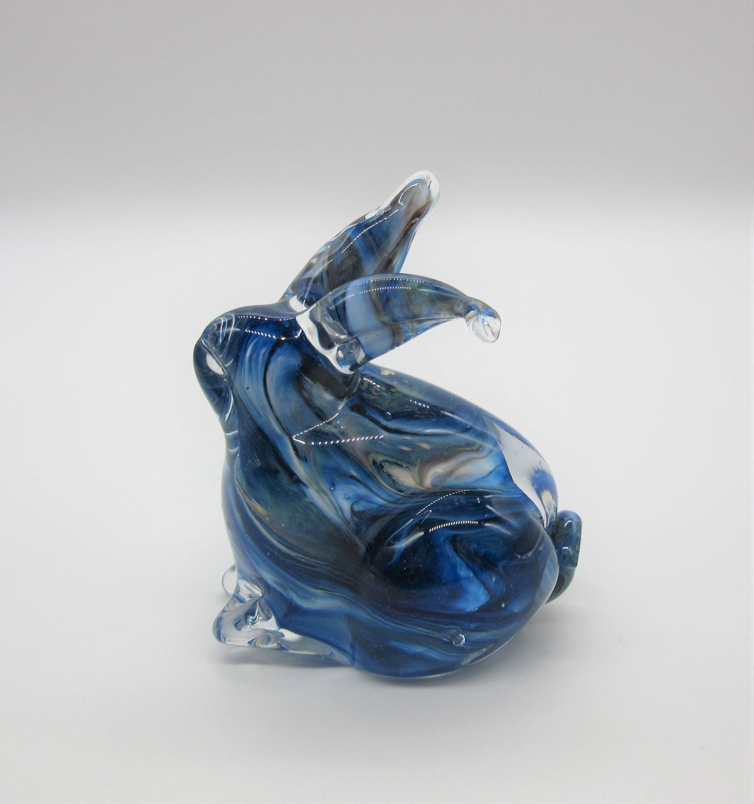Vintage Mdina Art Glass Blue Swirl Rabbit Figurine, Signed Valletta - Etsy