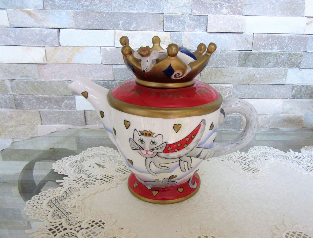 Adorable Karen Rossi Whimscal Cat Teapot for Silvestri, Large 6 Cups ...