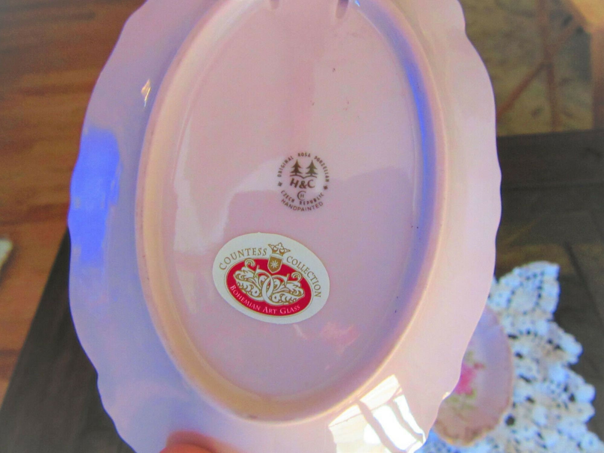 2 Adorable Pink Trinket Dishes by H & C Rosa Porzellan | Etsy