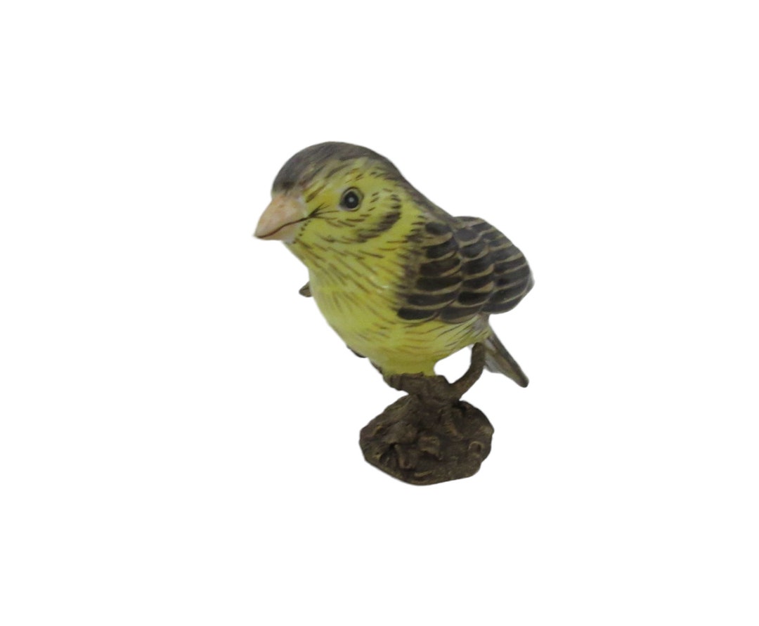 Vintage Bronze and Enamel Small Finch Bird Figurine on Perch - Etsy