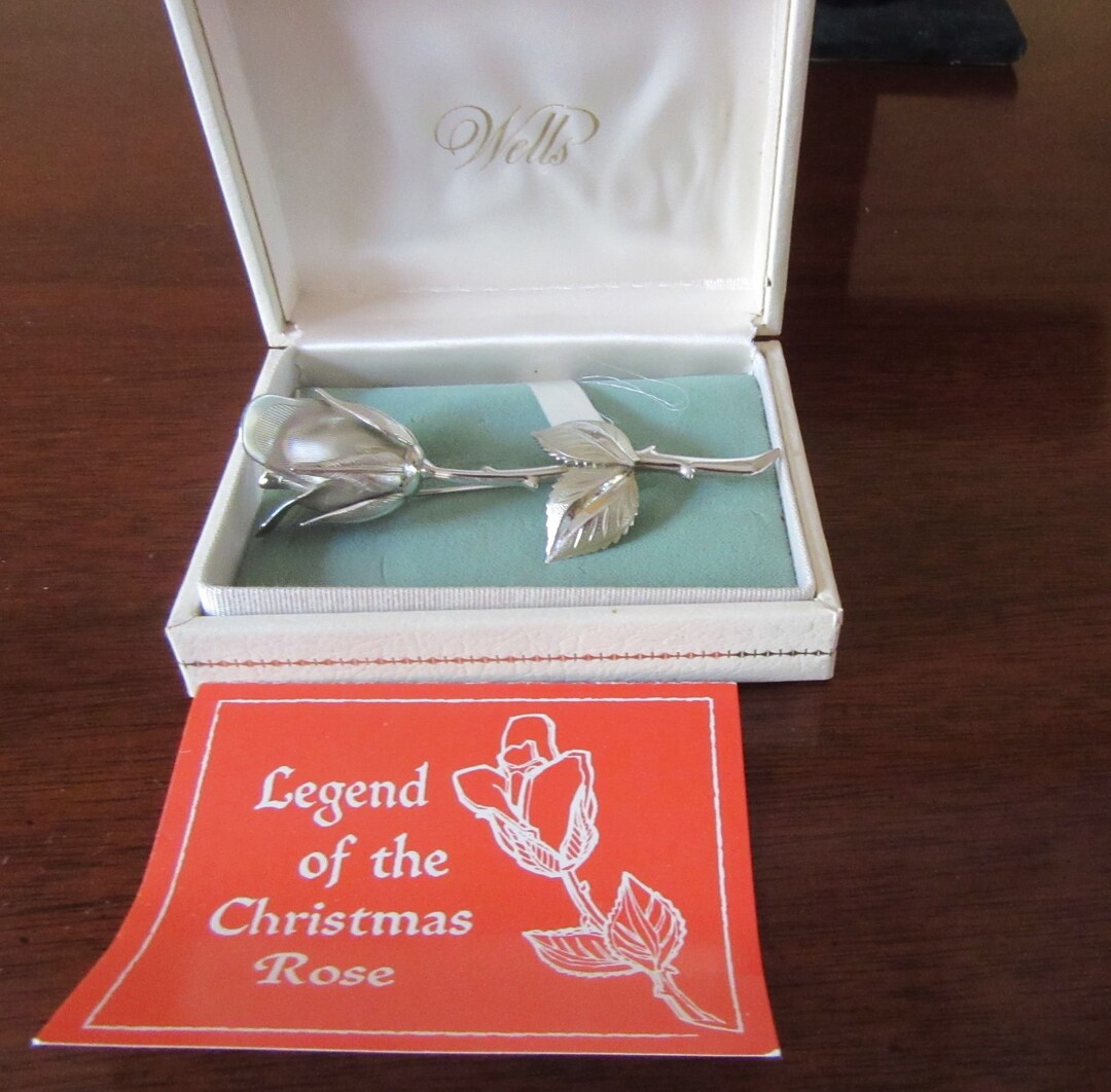 Vintage New in Box, Wells Silver Tone Christmas Rose Brooch or Pin - Etsy