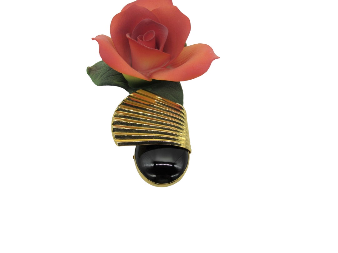 Vintage Signed Tulla Booth Art Deco Pin Brooch, Gold Tone With Black - Etsy
