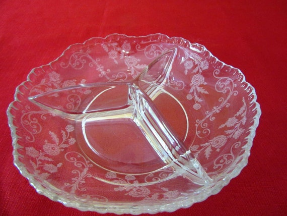 Pretty Vintage Cambridge Glass rose Point 3 Way | Etsy