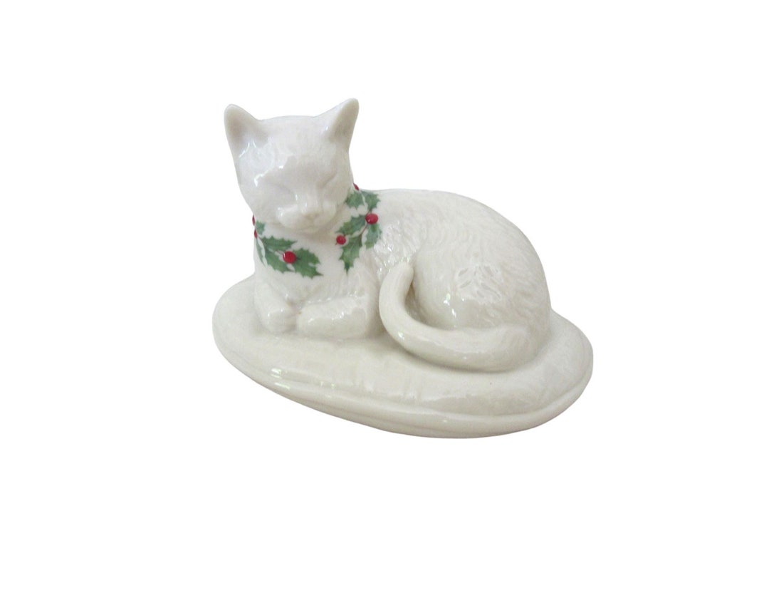 Vintage 1994 Jewels Lenox Christmas Cat Figurine With Holly and Berries Limited Edition - Etsy