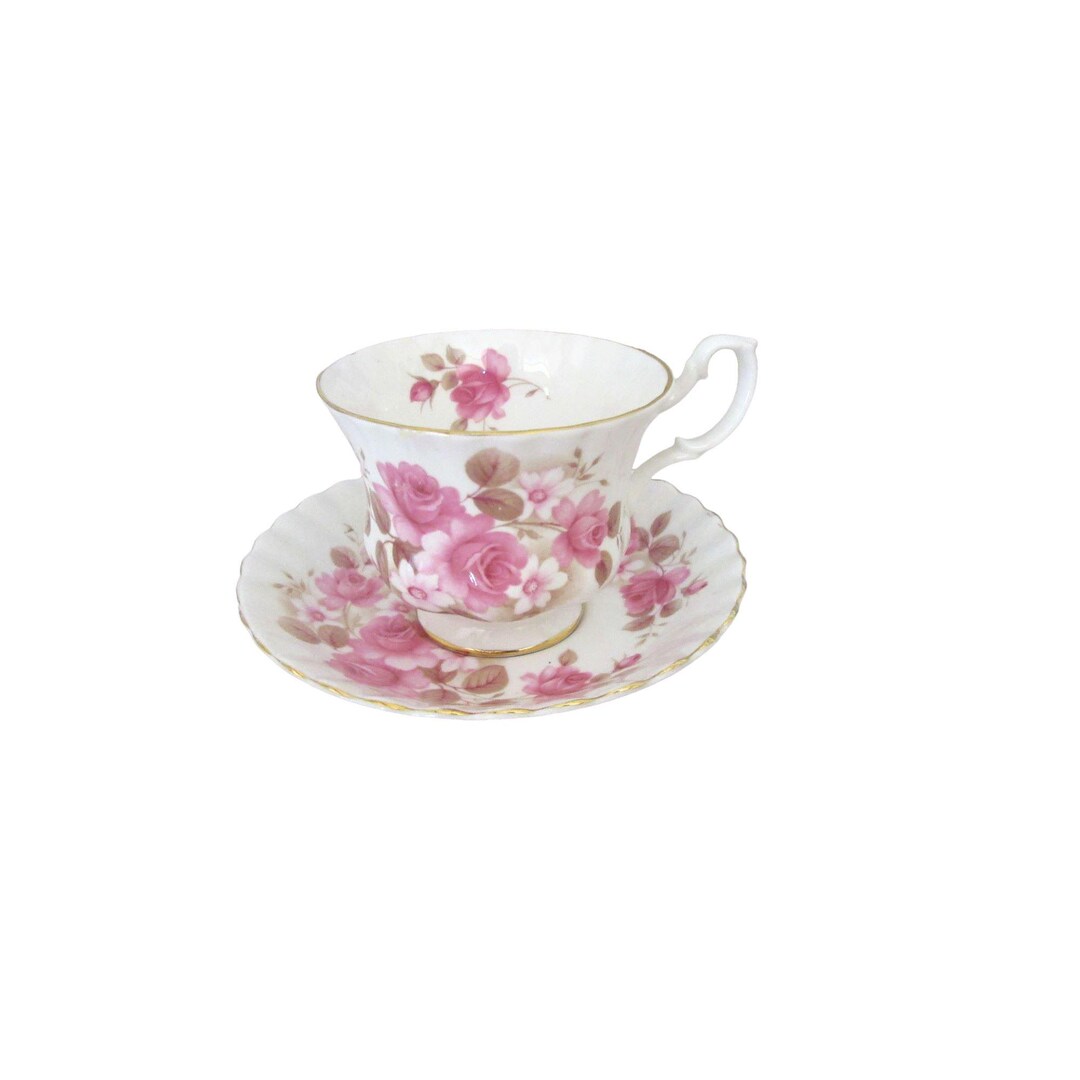 Royal Albert Pink Roses Bone China Tea Cup With Matching Saucer - Etsy