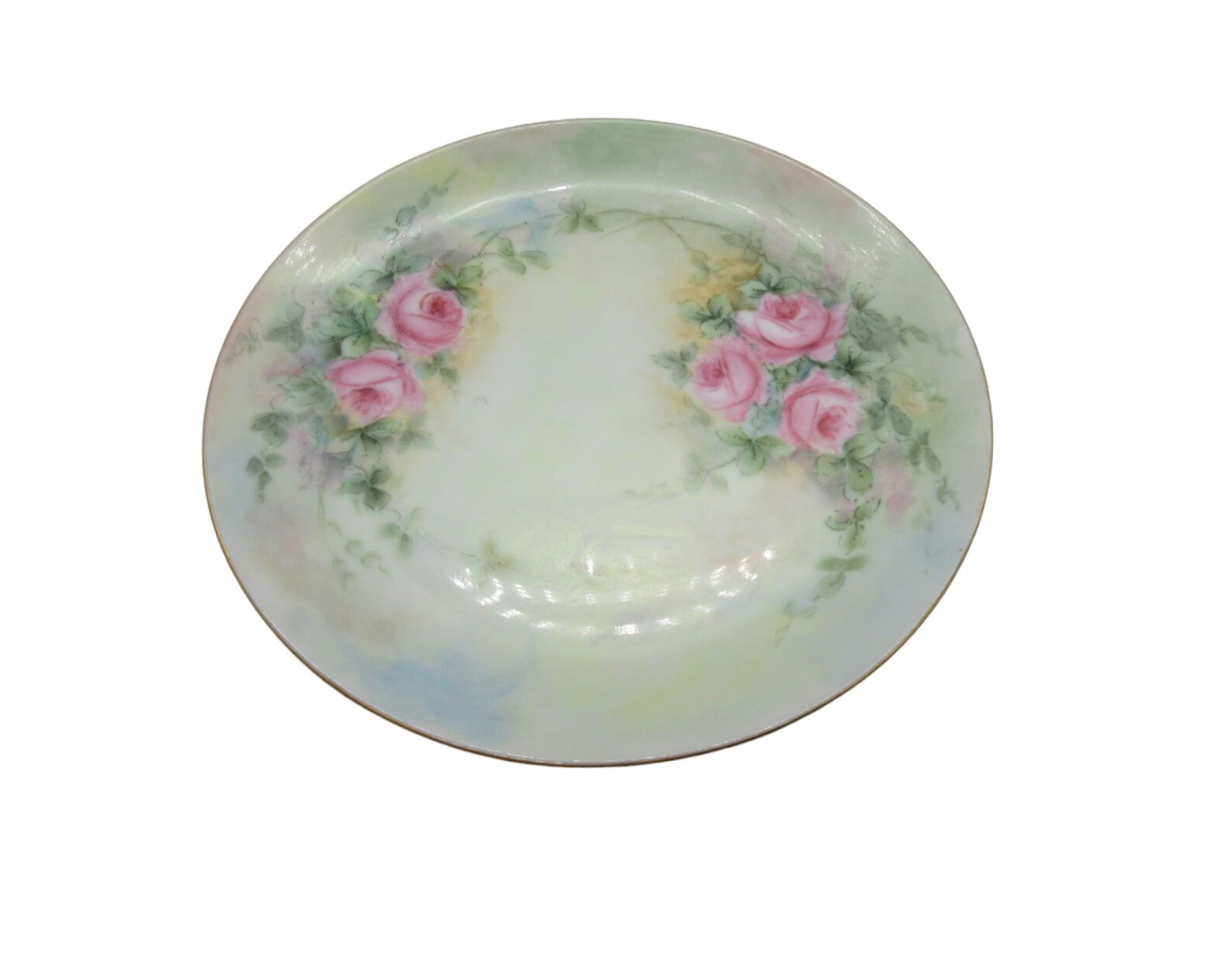 Vintage Hand Painted Artist Signed Plate With Pink Roses - Etsy